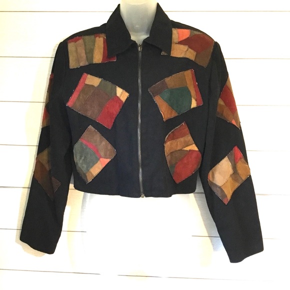 MODI | Jackets & Coats | Vintage Suede Patchwork Modi Bomber Jacket ...
